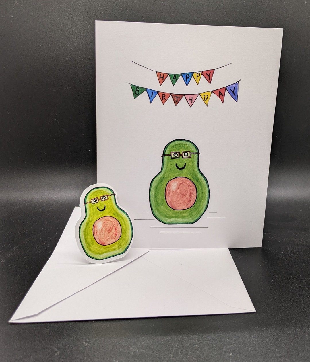 Avocado Birthday Card With Avocado Sticker - Etsy