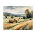 Haystack Painting Rustic Watercolor Landscape Autumn Countryside Wall ...