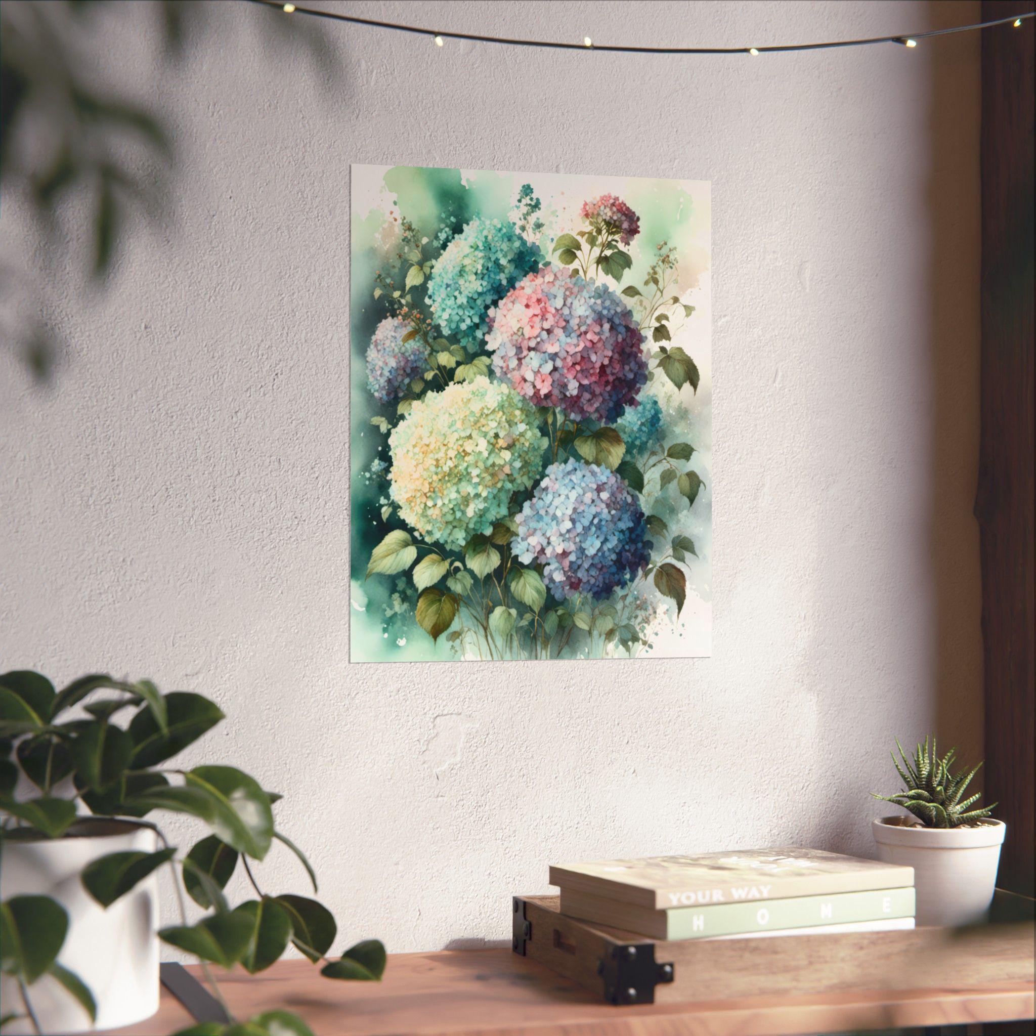 Pastel Hydrangea Watercolor Painting Floral Wall Art Flowers Artwork ...