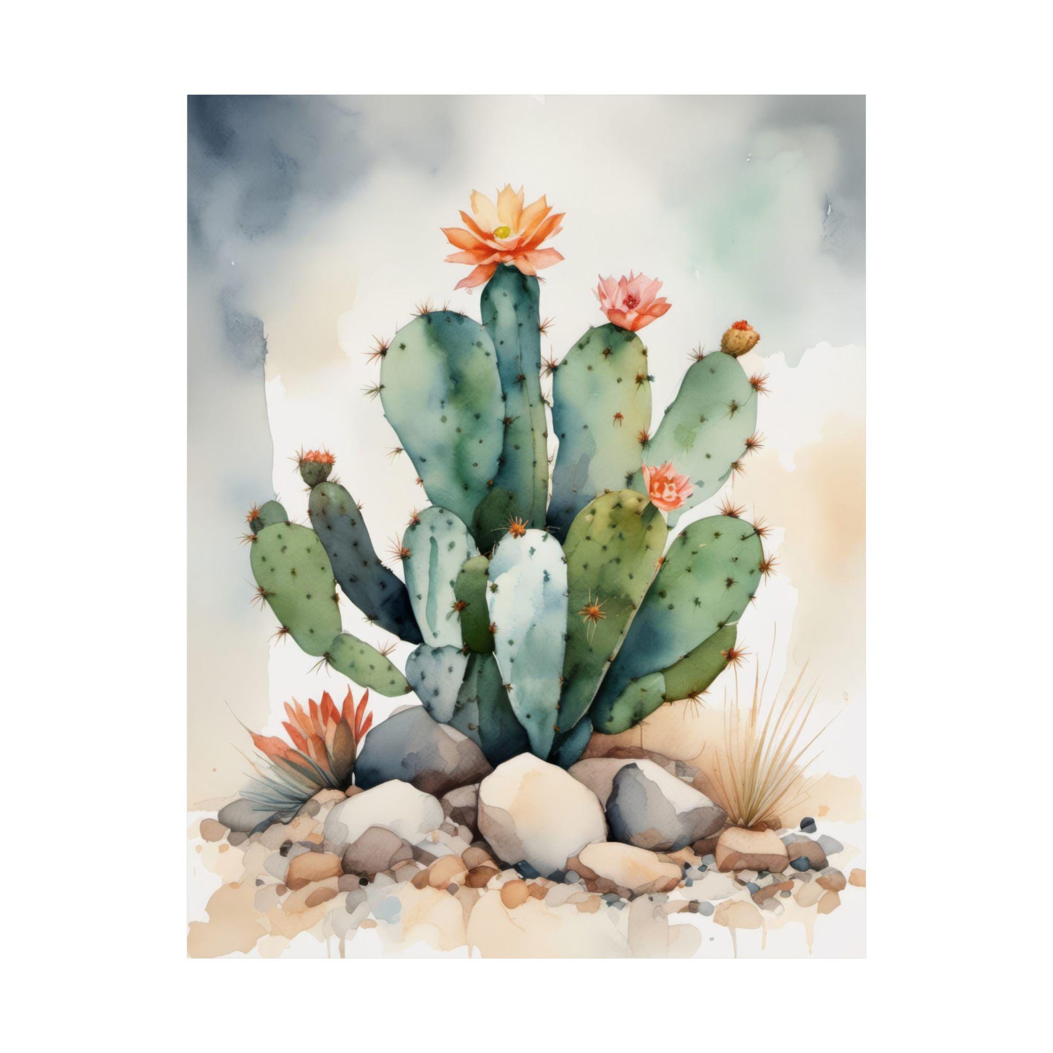 Cactus Flowers Watercolor Art Print Floral Artwork Cacti Wall Art ...
