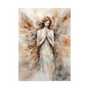 Praying Angel Poster, Guardian Angel Watercolor Print Religious Wall ...