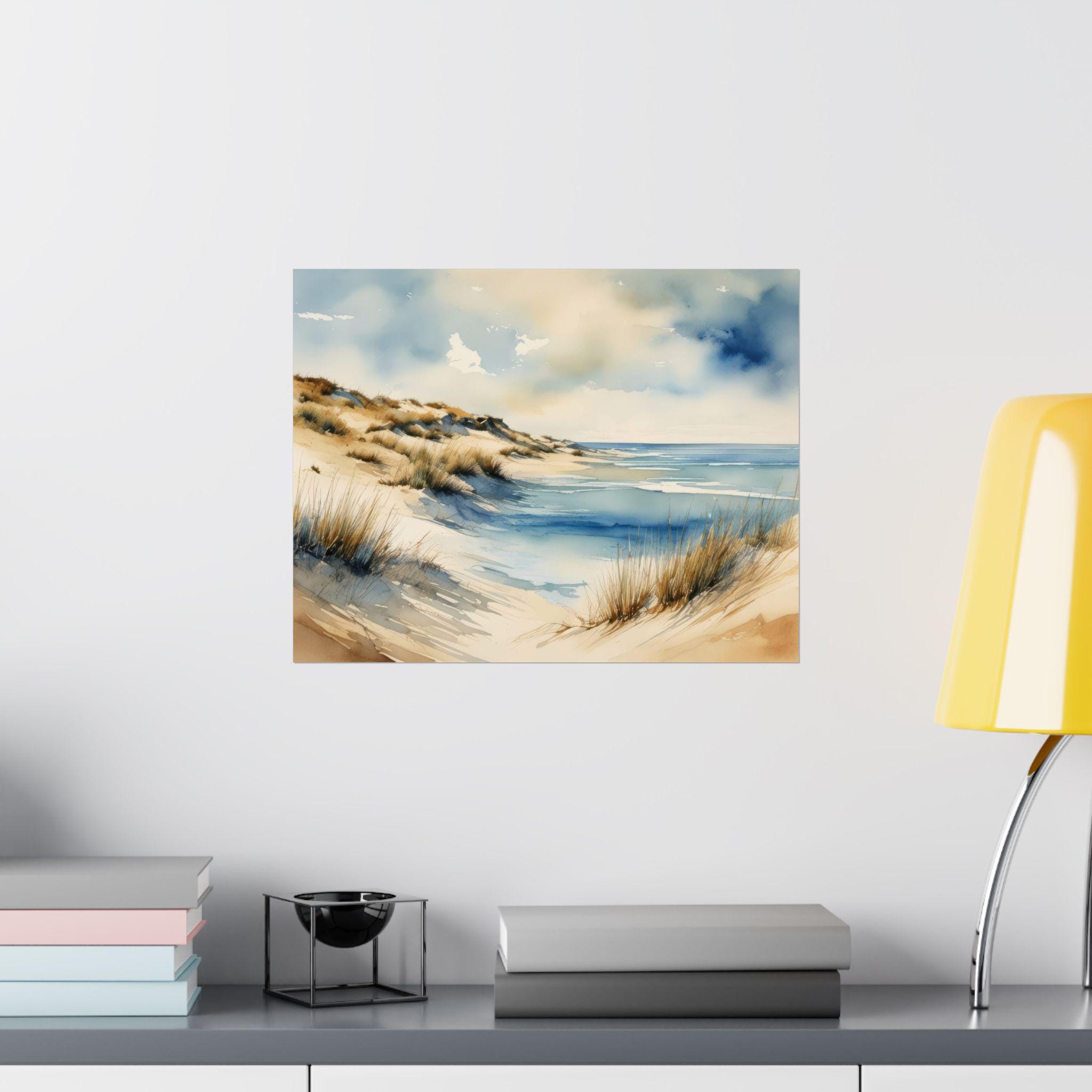 Sand Dunes Coastal Watercolor Print, Beach Watercolor Painting, Poster ...