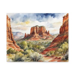Sedona Art Print Watercolor Painting Print - Canvas Print Gallery Wraps ...