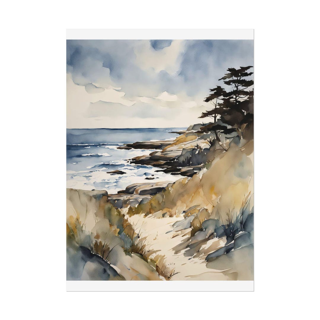 Beavertail State Park, Rhode Island Landscape Print, Watercolor ...