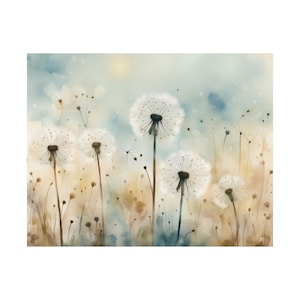 Watercolor Dandelion Art Print Landscape Wildflowers Watercolour Painting Floral Wall Art ...