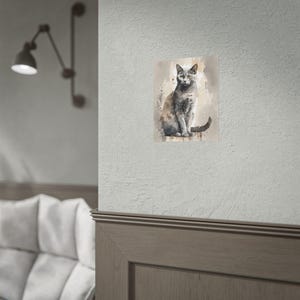 Gray Cat Print, Watercolor Painting Pets Art Print Animal Wall Art Cat ...