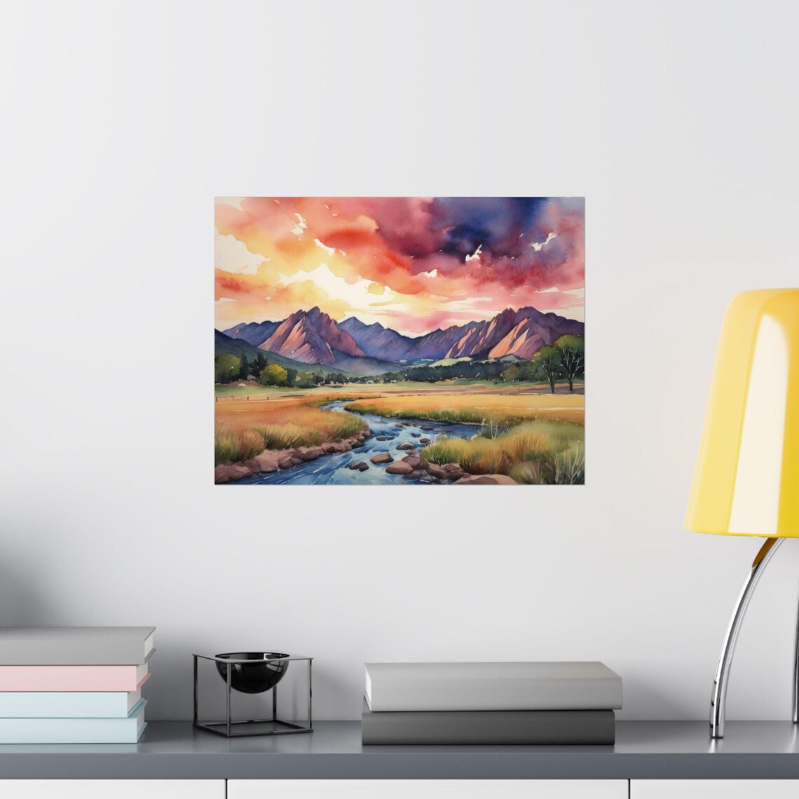 Flatirons Boulder Creek Watercolor Art Print Colorado Autumn Landscape ...