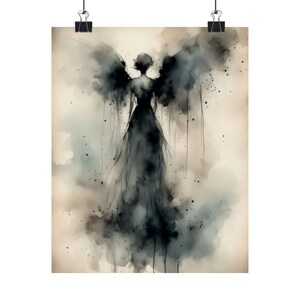 Dark Angel Painting Angel Watercolor Gothic Wall Art Abstract Angel ...