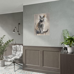 Gray Cat Print, Watercolor Painting Pets Art Print Animal Wall Art Cat ...