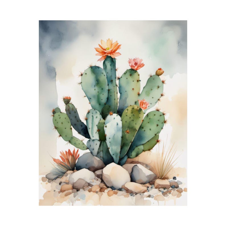 Cactus Flowers Watercolor Art Print Floral Artwork Cacti Wall Art ...