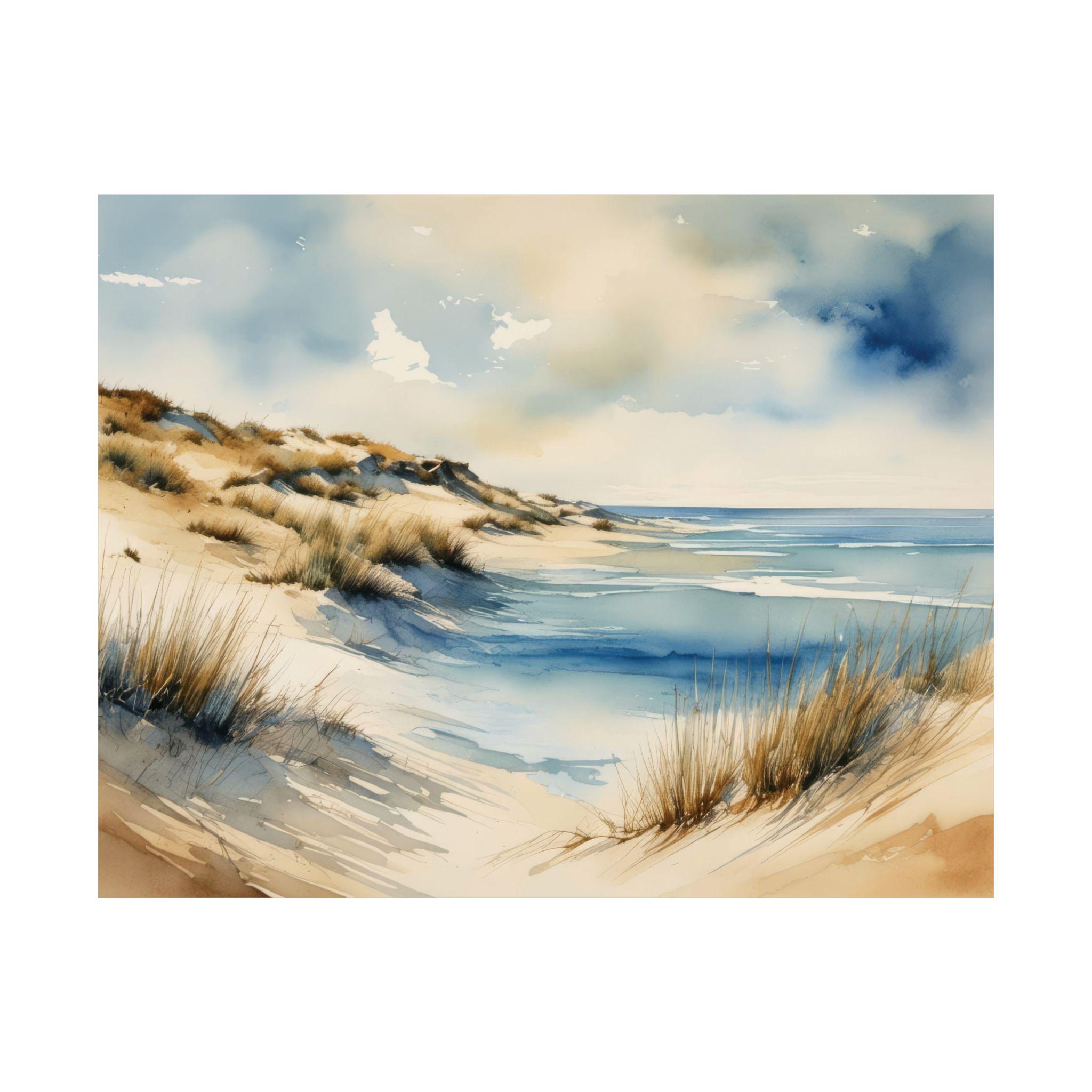 Sand Dunes Coastal Watercolor Print, Beach Watercolor Painting, Poster ...