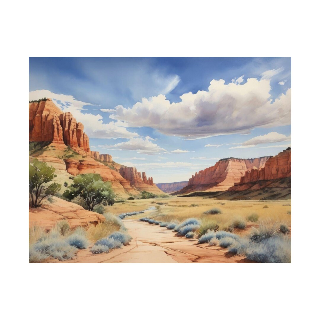 Palo Duro Canyon Watercolor PRINT, Texas Landscape Painting Nature Wall ...