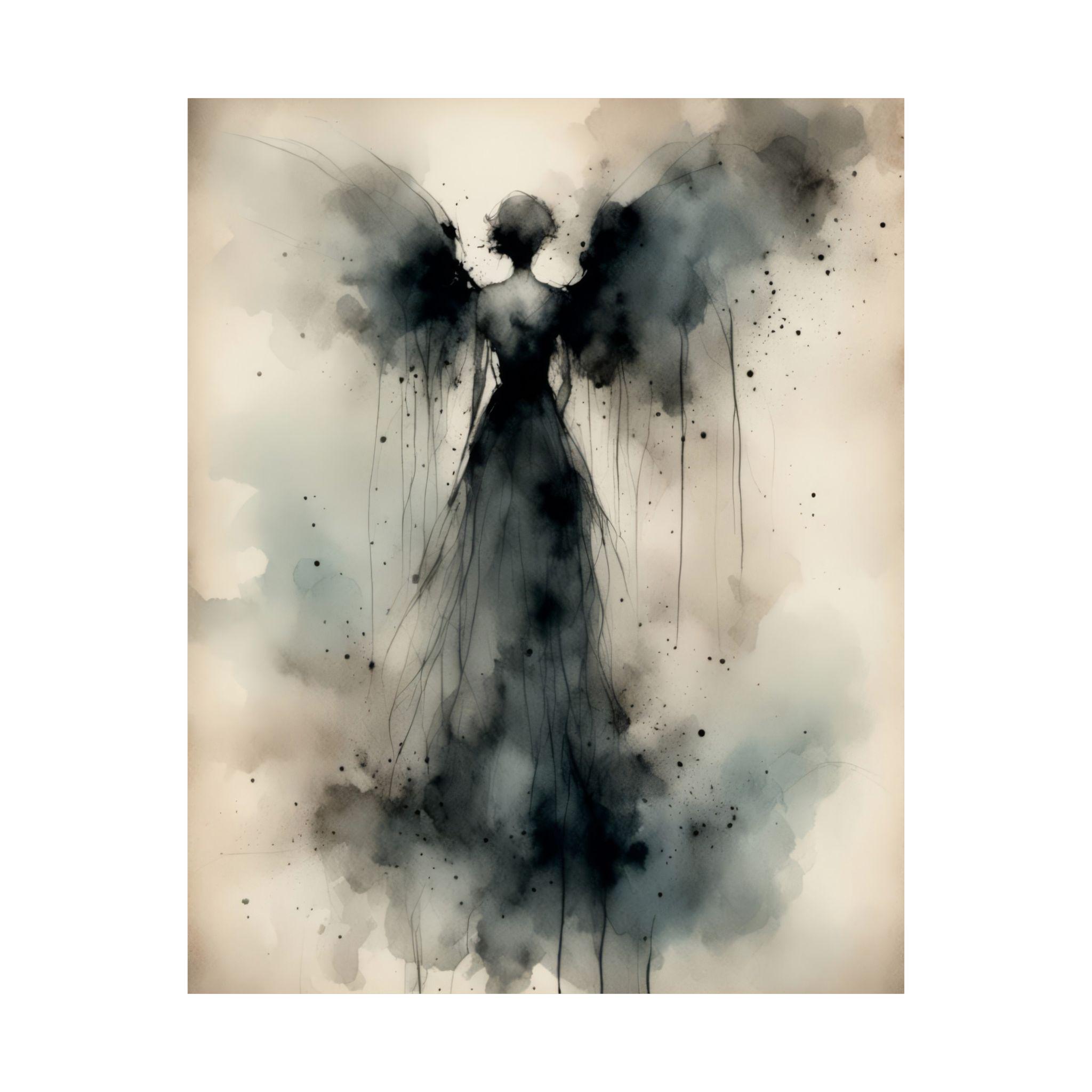 Dark Angel Painting Angel Watercolor Gothic Wall Art Abstract Angel ...