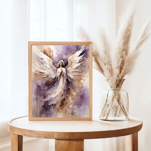Angel Poster Angel Purple Watercolor Print Religious Wall Art Abstract ...