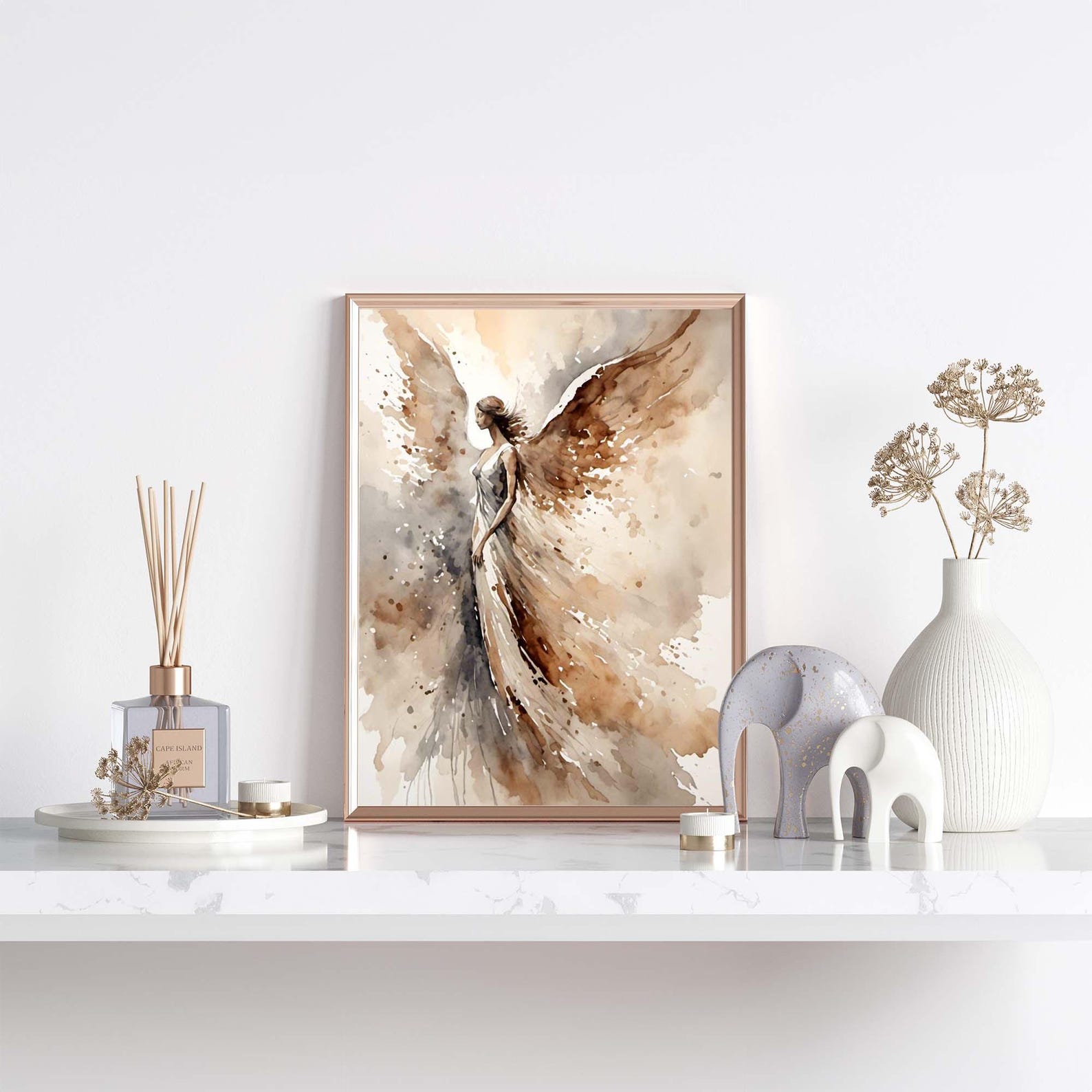 Guardian Angel Poster Angel Watercolor Print Religious Wall Art ...