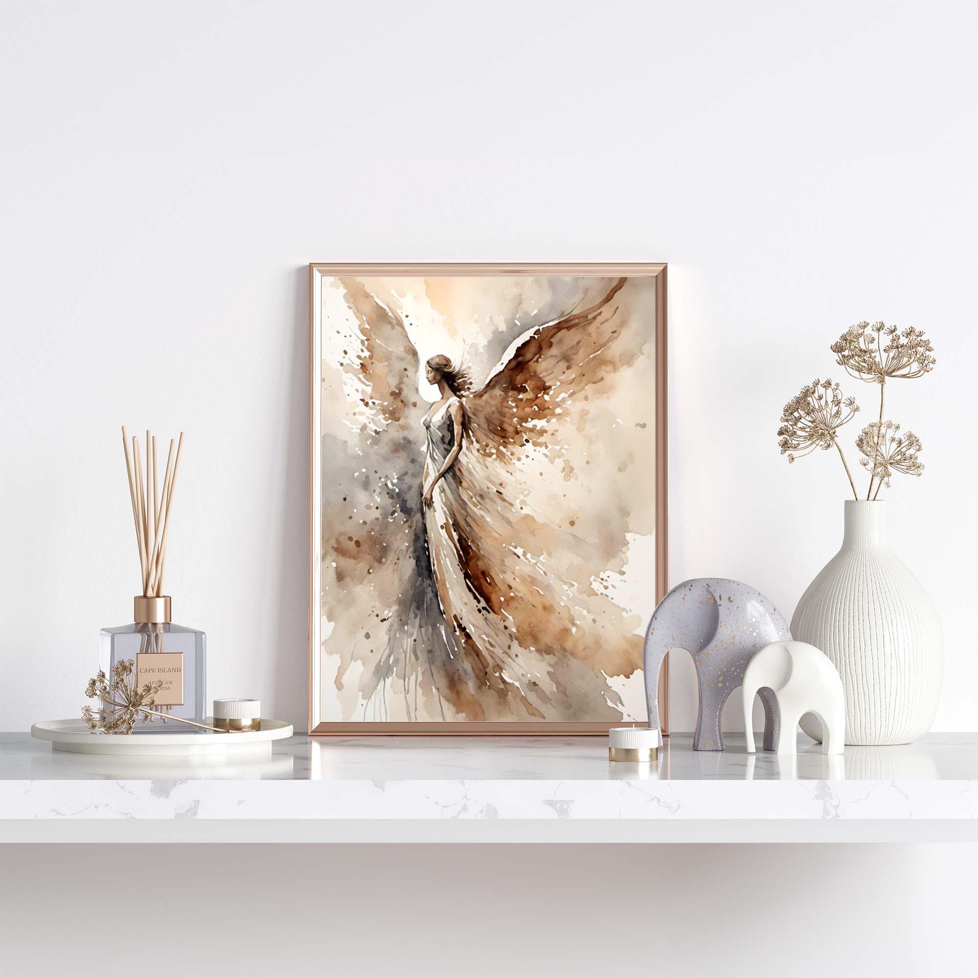 Guardian Angel Poster Angel Watercolor Print Religious Wall Art ...