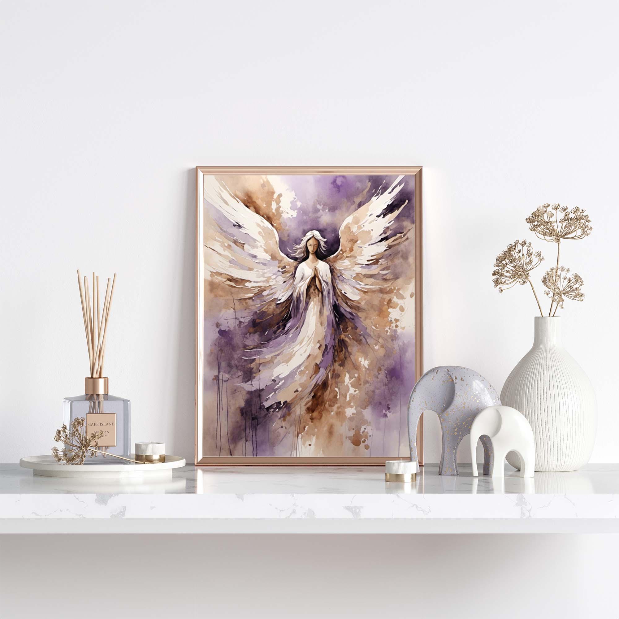 Angel Poster Angel Purple Watercolor Print Religious Wall Art Abstract ...