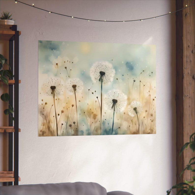 Watercolor Dandelion Art Print Landscape Wildflowers Watercolour ...