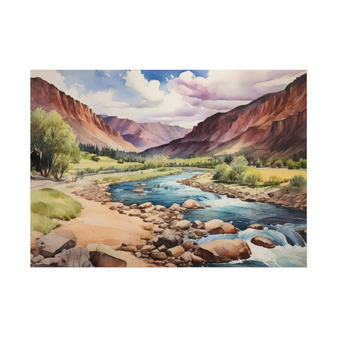Animas River Watercolor Art Print Colorado Summer Landscape Painting ...