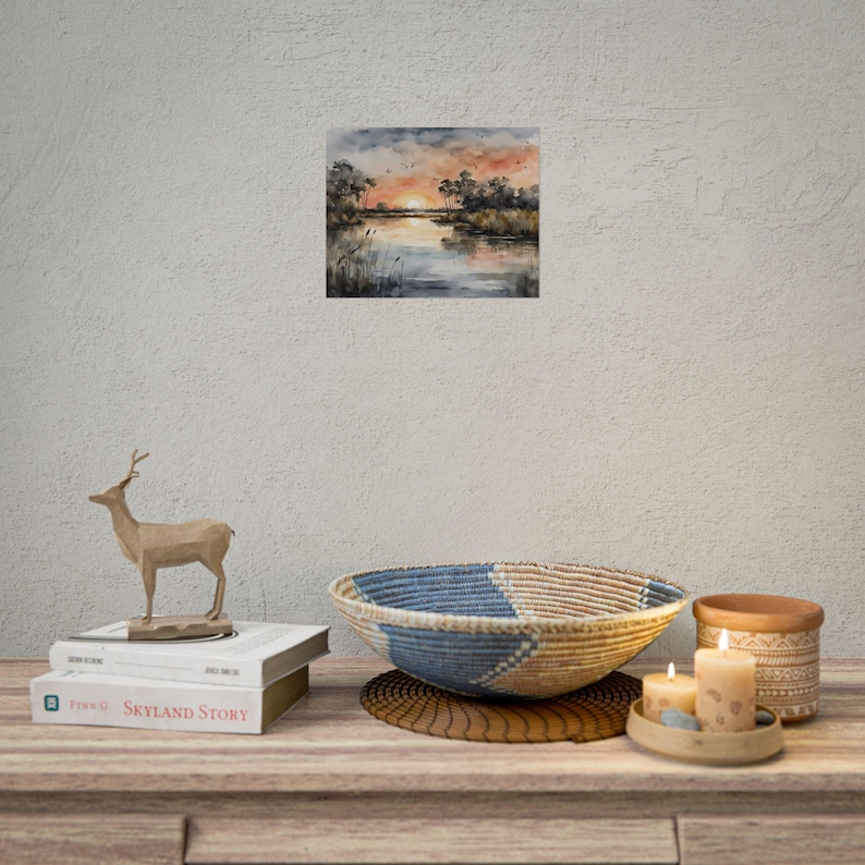 Florida Wetlands Sunset Watercolor Print, Marsh Wall Art - Etsy México