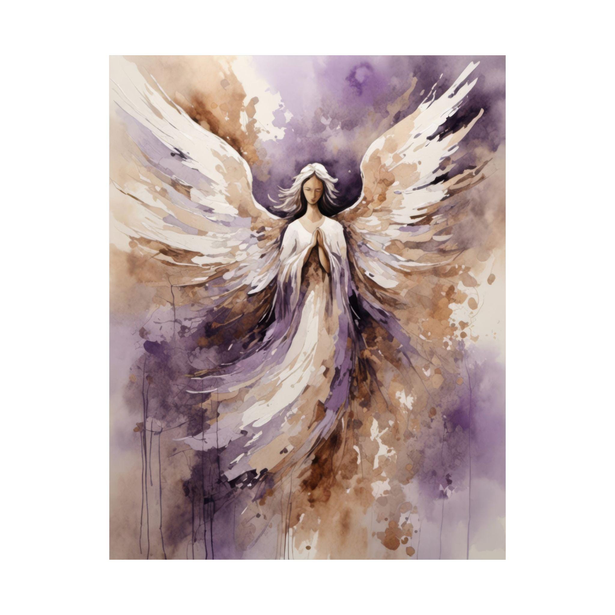 Angel Poster Angel Purple Watercolor Print Religious Wall Art Abstract ...
