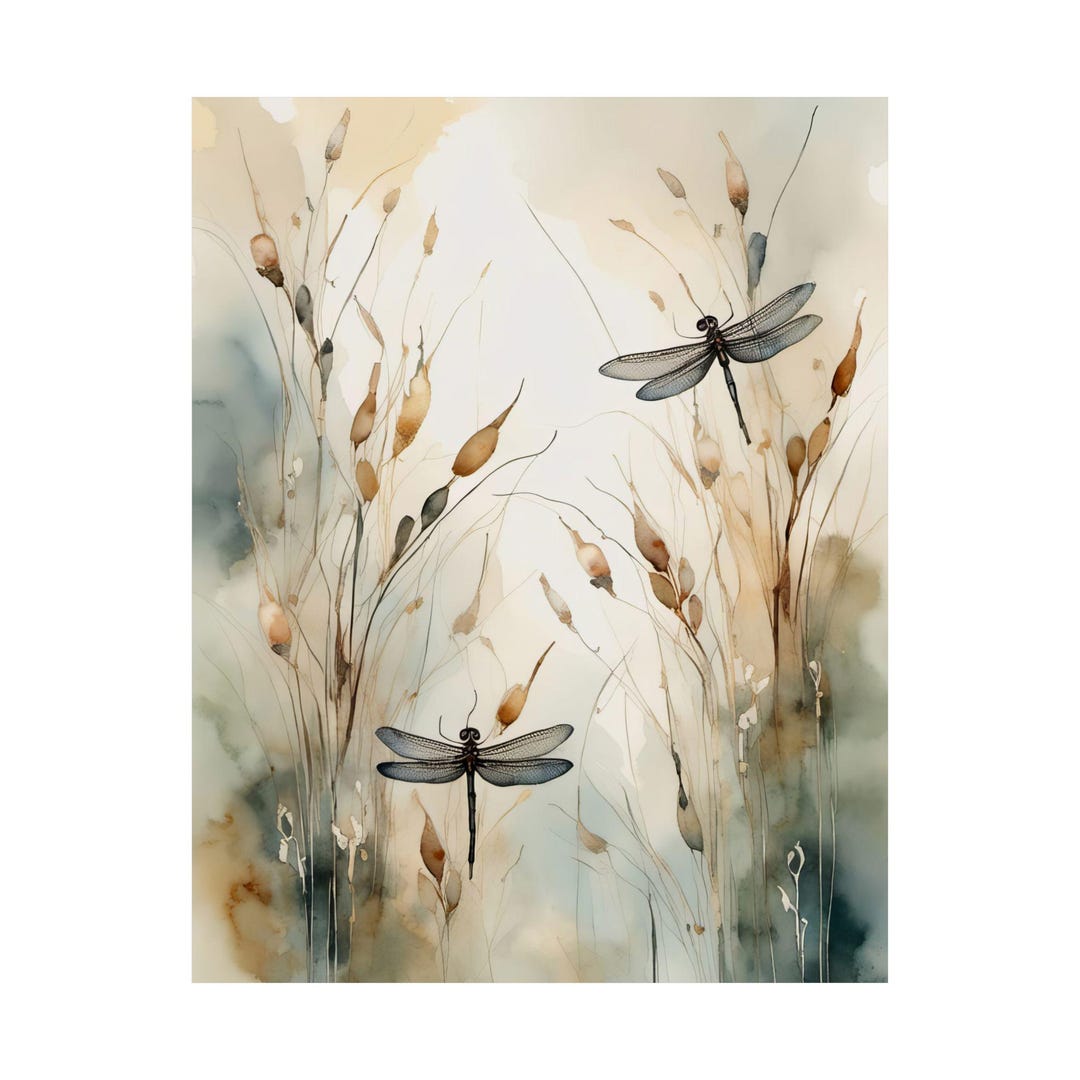 Dragonfly Painting Botanical Watercolor Insect Artwork Dragonfly Art ...