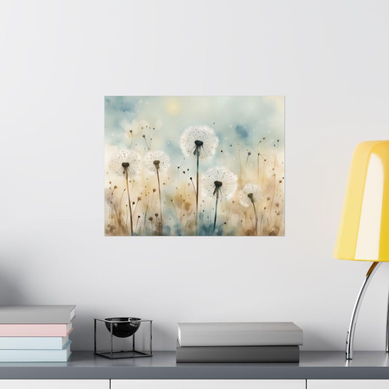 Watercolor Dandelion Art Print Landscape Wildflowers Watercolour ...