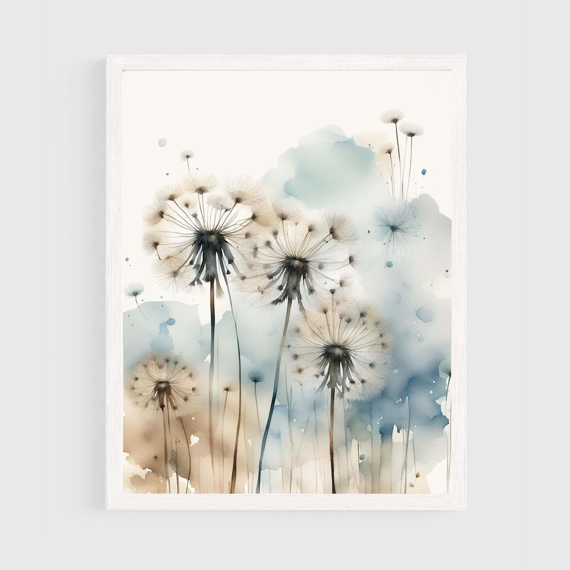 Dandelion Painting Wildflowers Watercolor Floral Art Print Flowers Wall ...