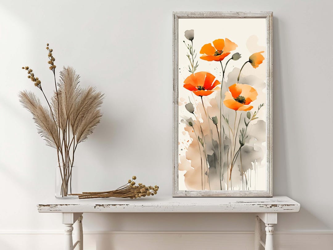 California Poppies Minimalist Print; Watercolor Painting Reproduction ...