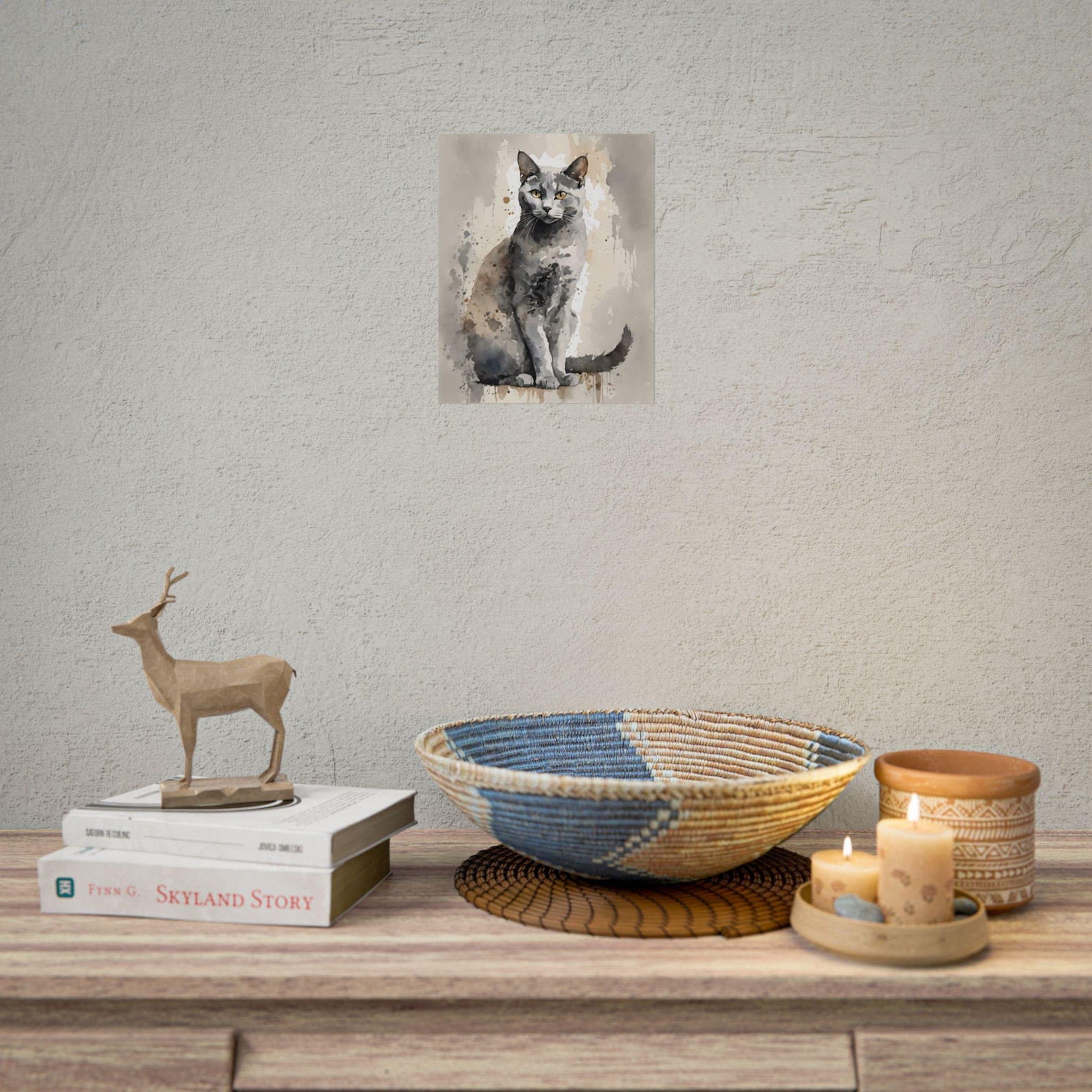 Gray Cat Print, Watercolor Painting Pets Art Print Animal Wall Art Cat ...