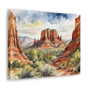 Sedona Art Print Watercolor Painting Print - Canvas Print Gallery Wraps ...