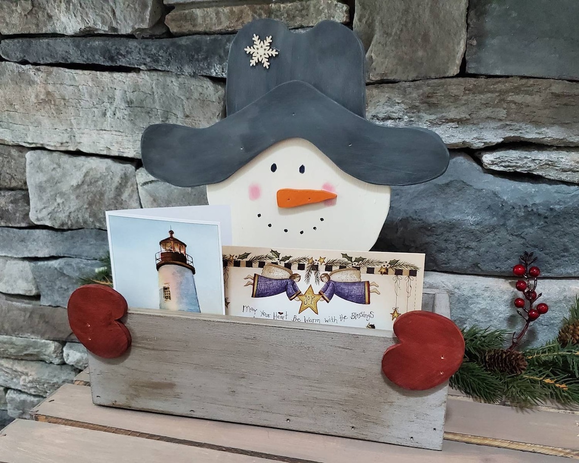 Primitive Wooden Snowman Box - Etsy