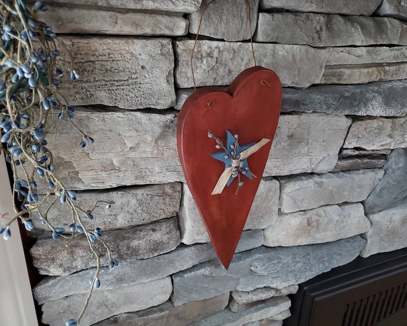 Primitive Wooden Heart - Etsy