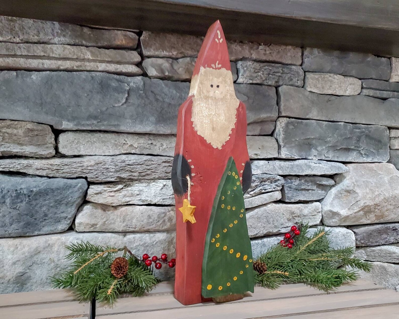 Primitive Wooden Santa - Etsy