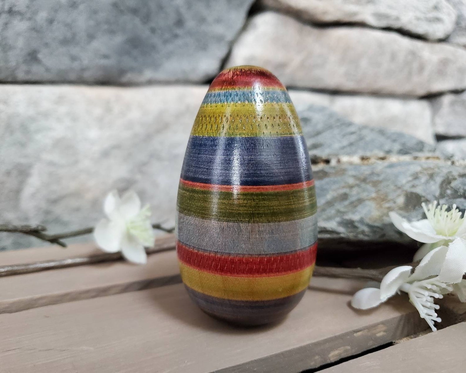 Woodturned Easter Egg Maple eggs texturized and handpainted | Etsy