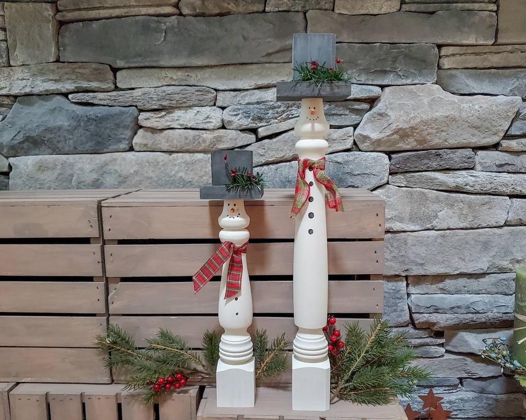 Wooden Spindle Snowman - Etsy