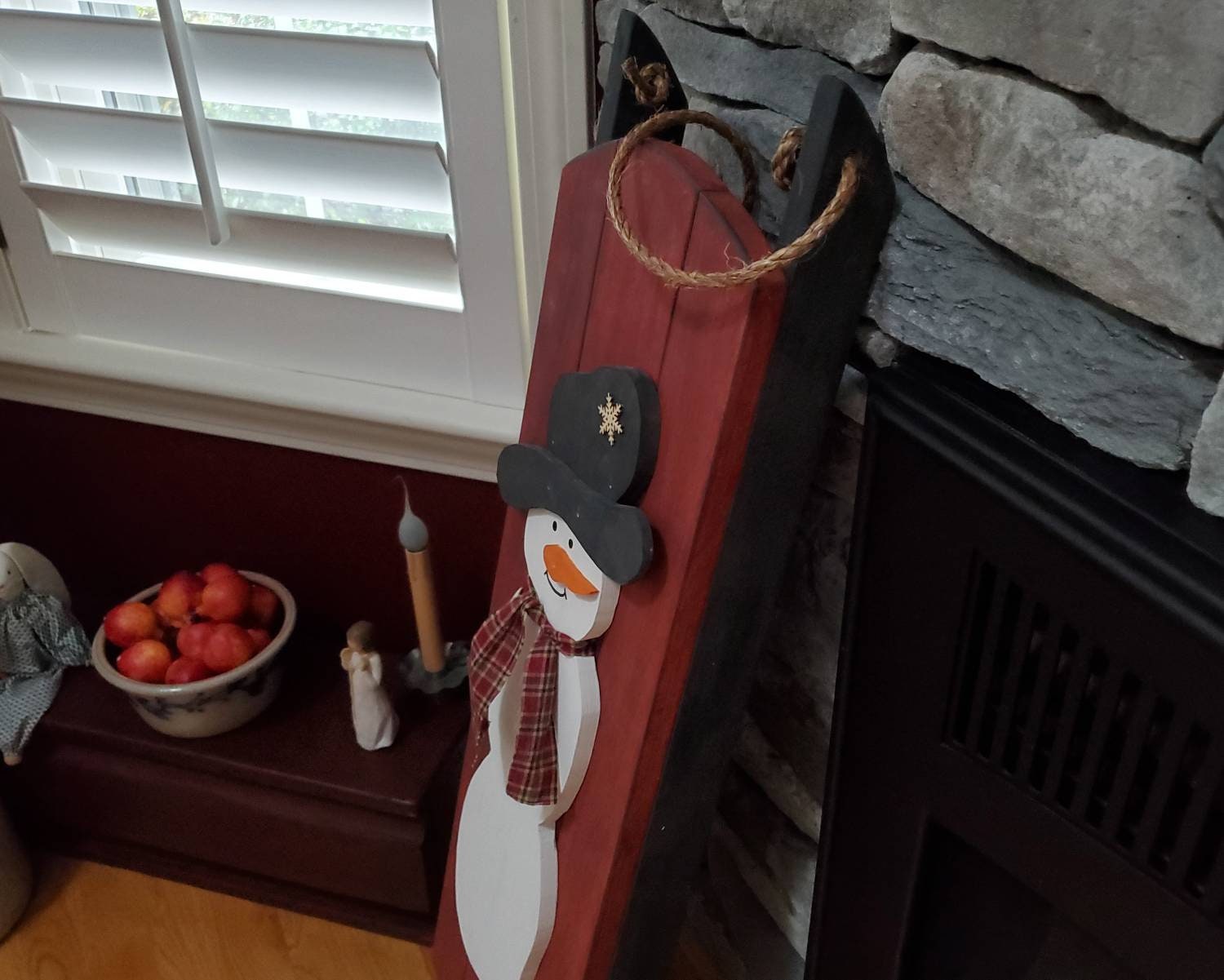 Primitive Snowman Sled | Etsy