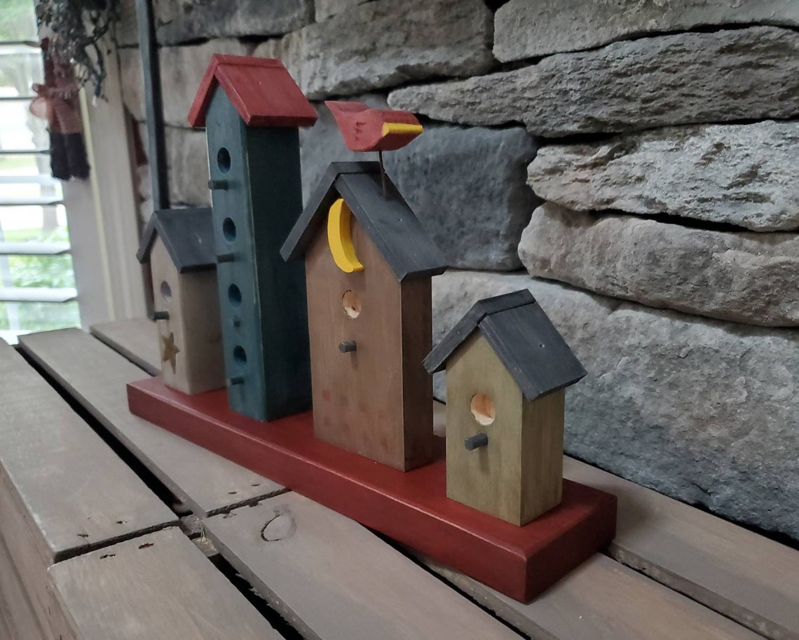 Primitive Birdhouse Village - Etsy