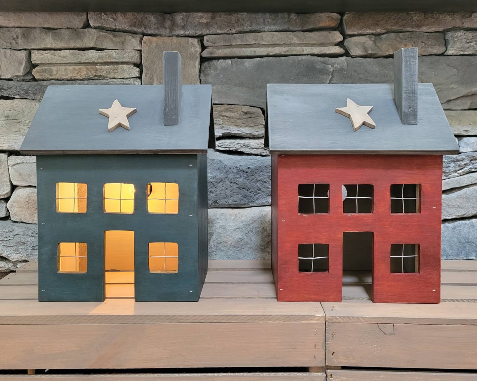 Primitive Wooden Lighted House - Etsy