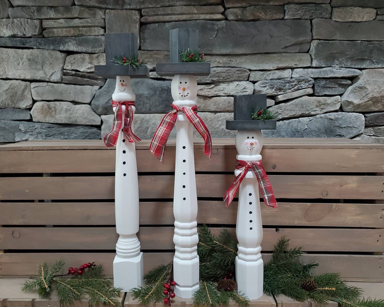 Wooden Spindle Snowman - Etsy