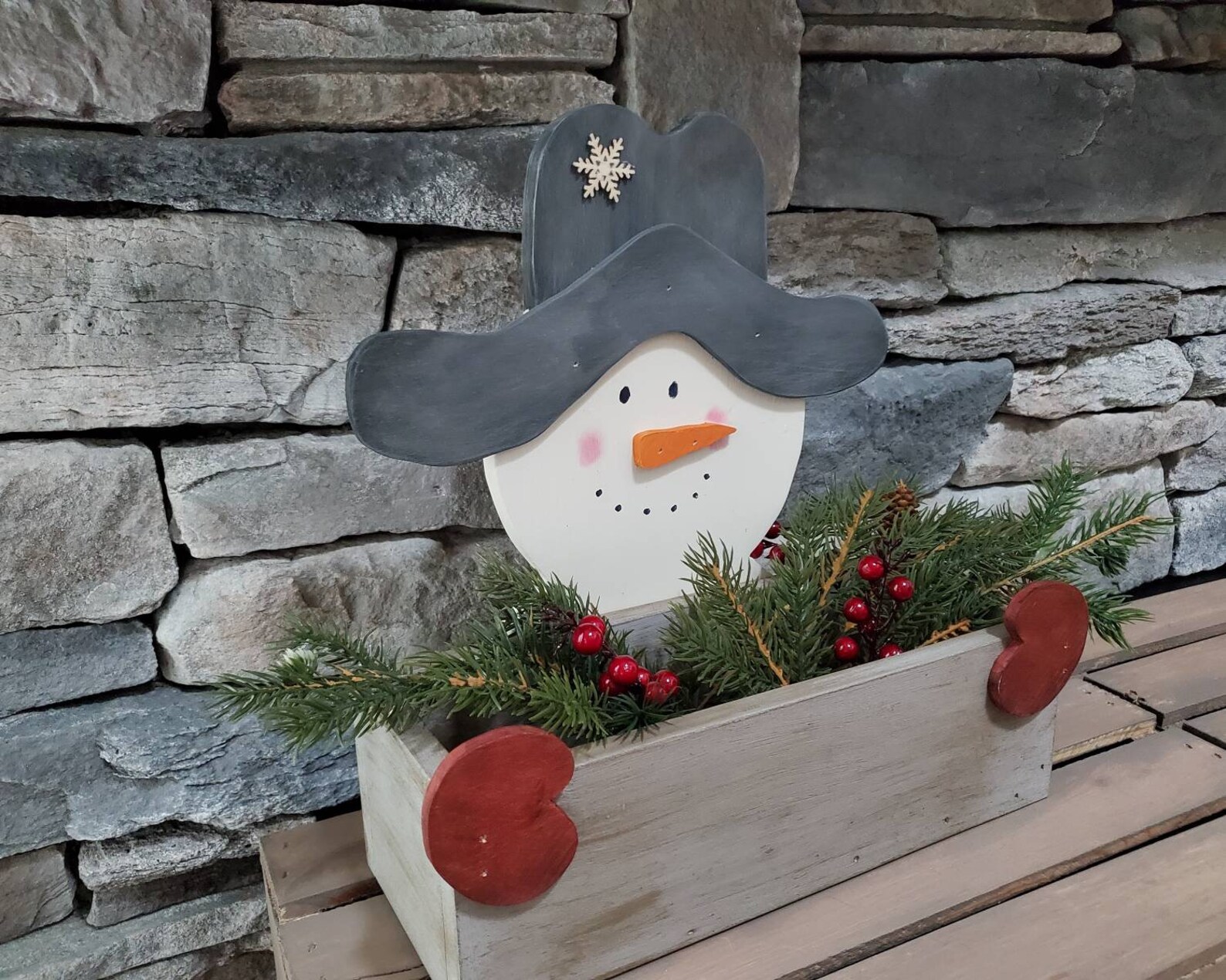 Primitive Wooden Snowman Box - Etsy