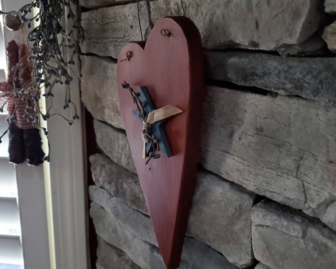 Primitive Wooden Heart - Etsy