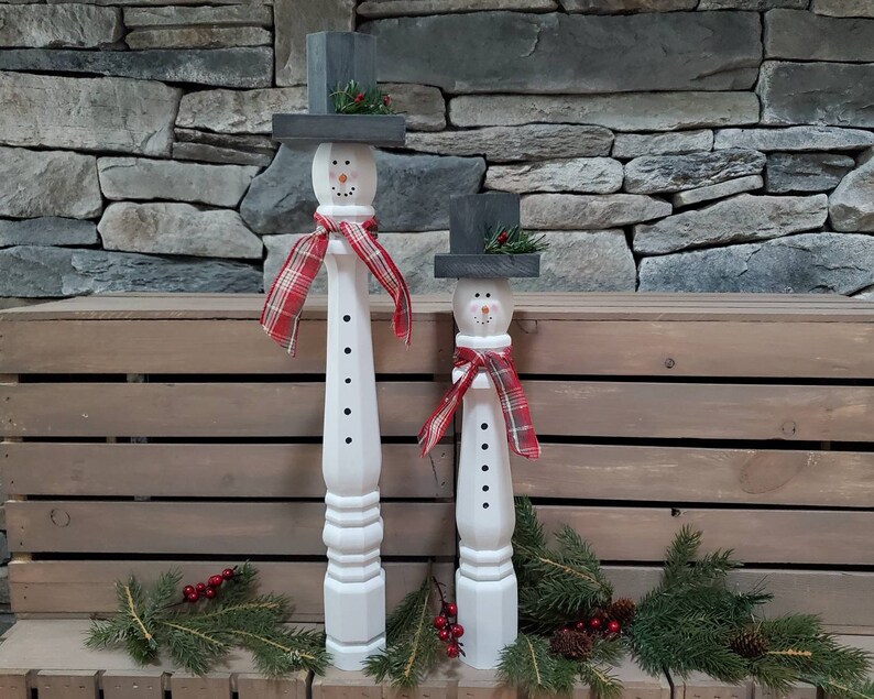 Wooden Spindle Snowman - Etsy