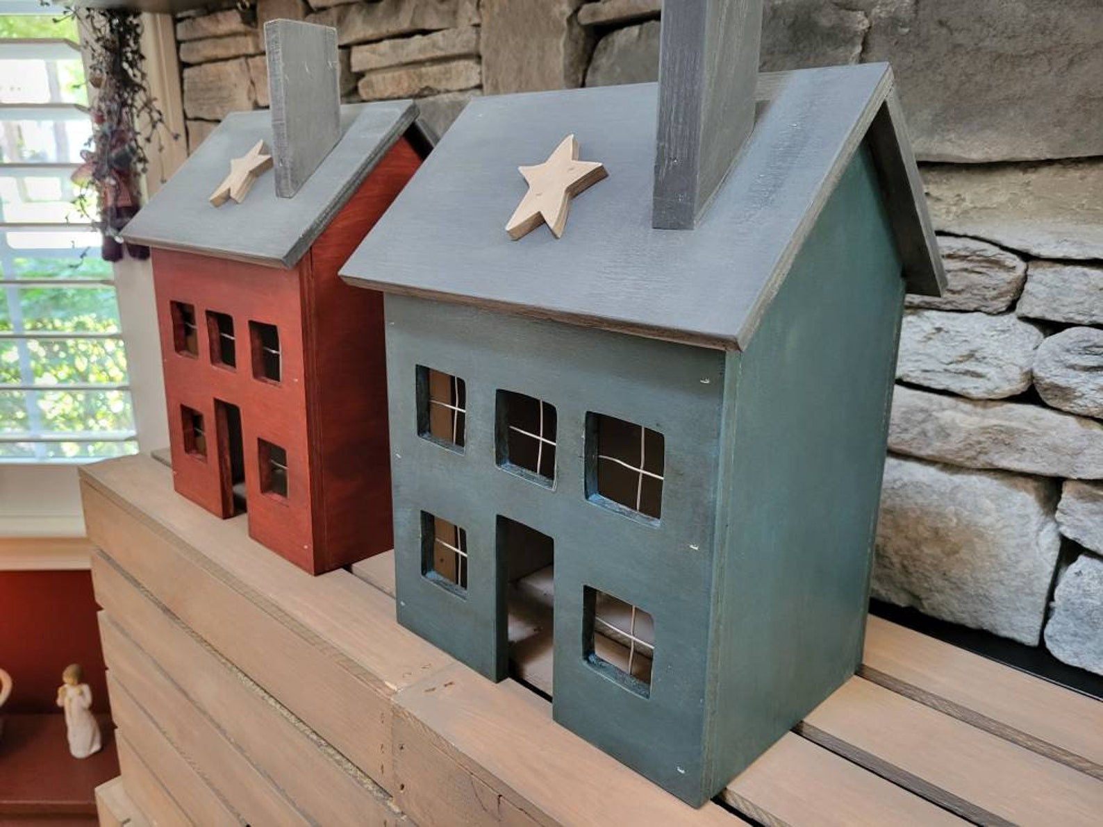 Primitive Wooden Lighted House - Etsy