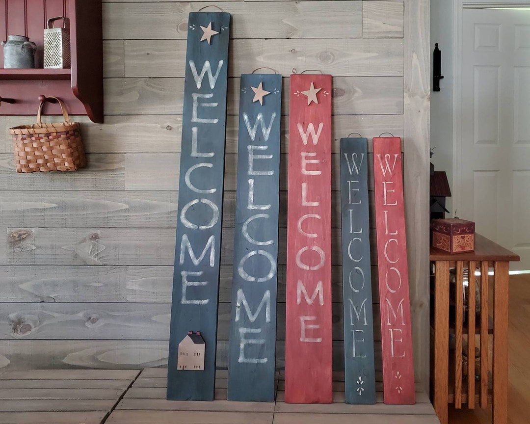Primitive Wooden Welcome Signs - Etsy