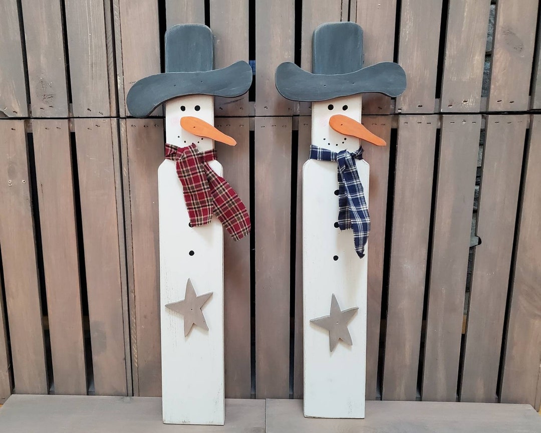 Hanging Primitive Wooden Snowman - Etsy