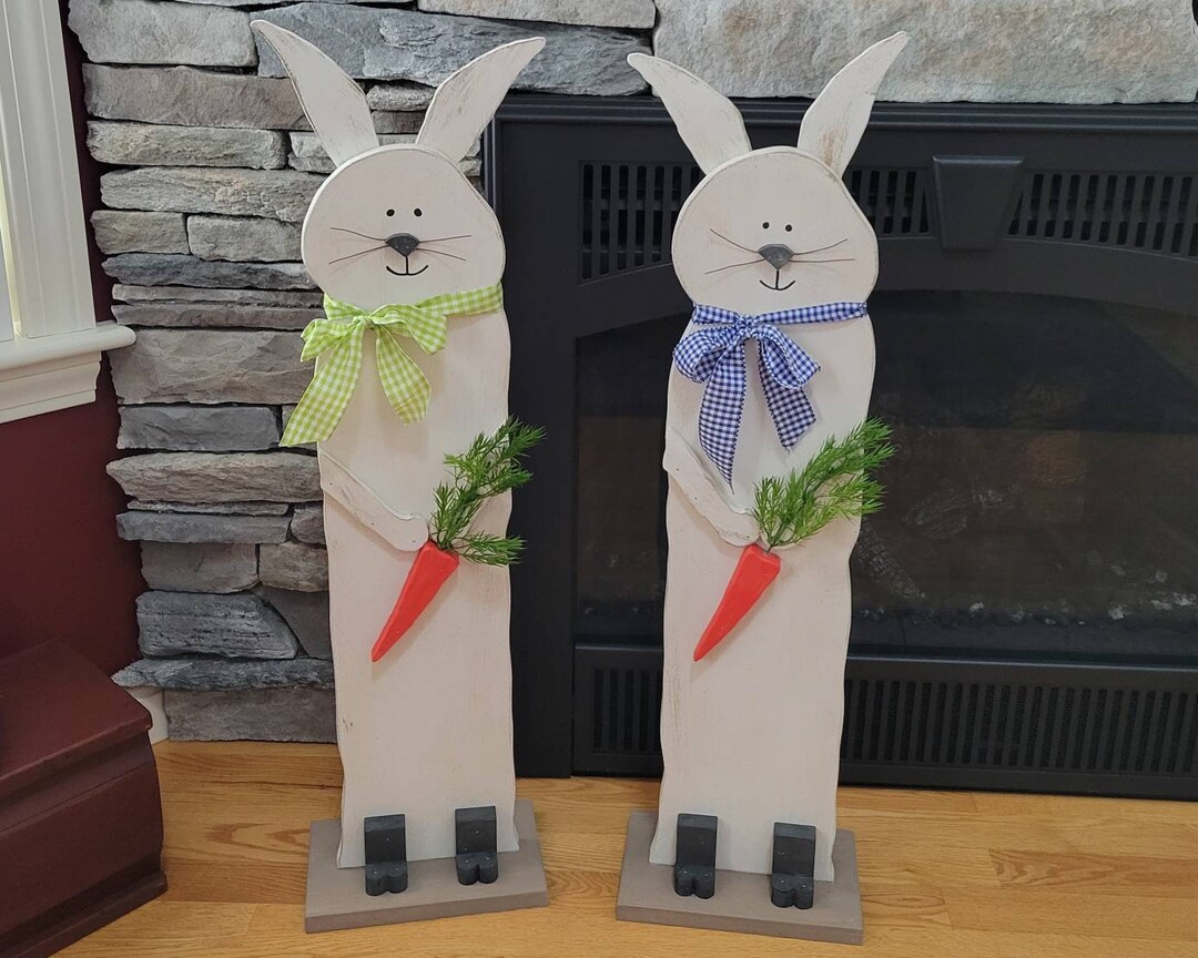 Primitive Wooden Bunny - Etsy
