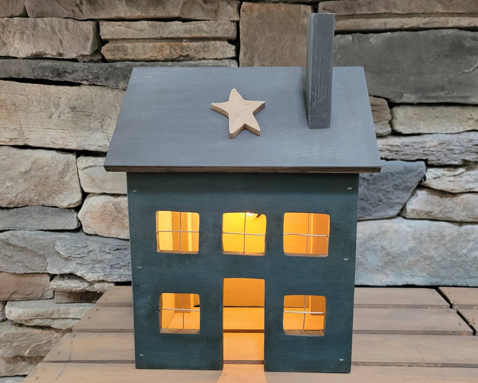 Primitive Wooden Lighted House - Etsy