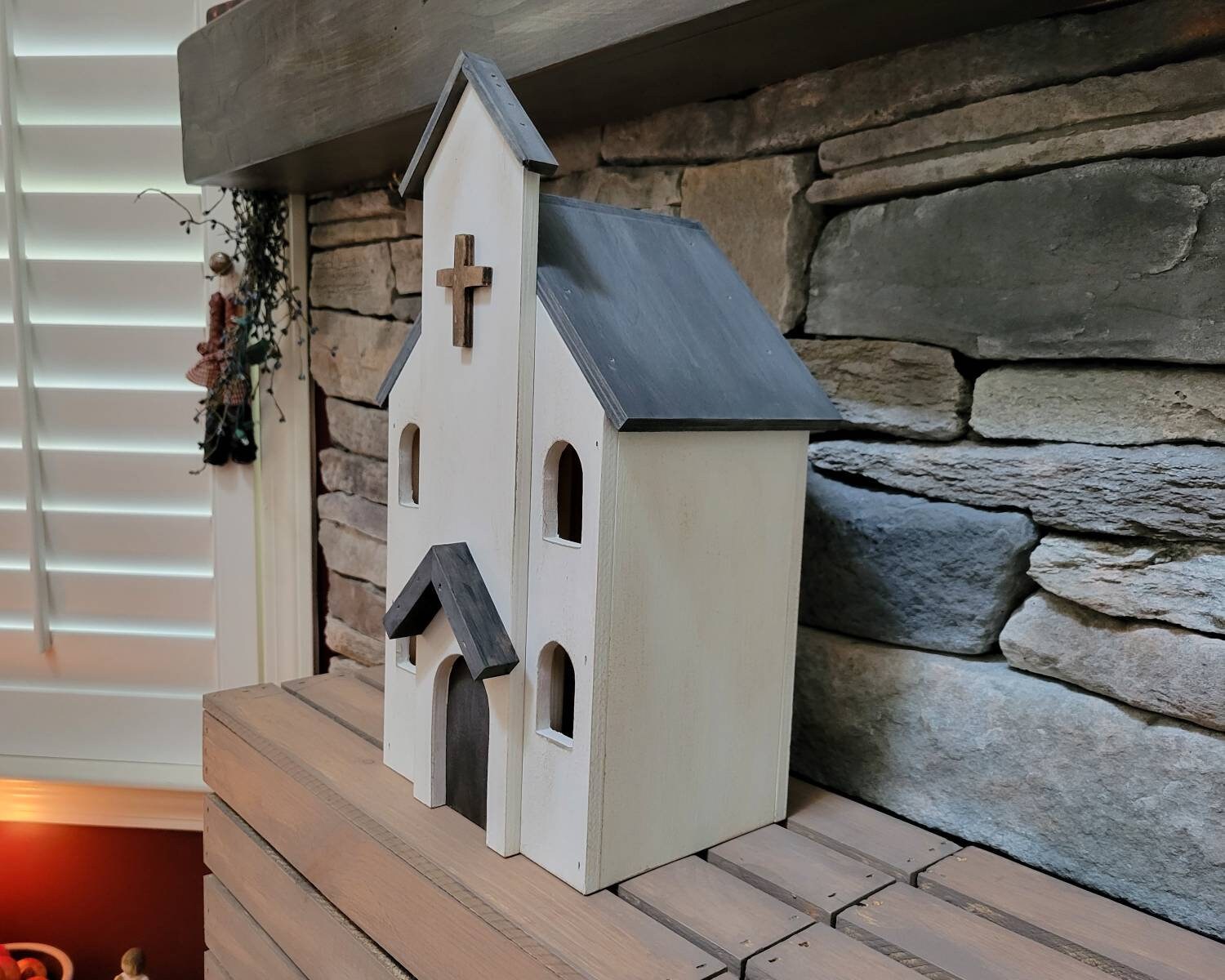 Primitive Wooden Lighted Church - Etsy