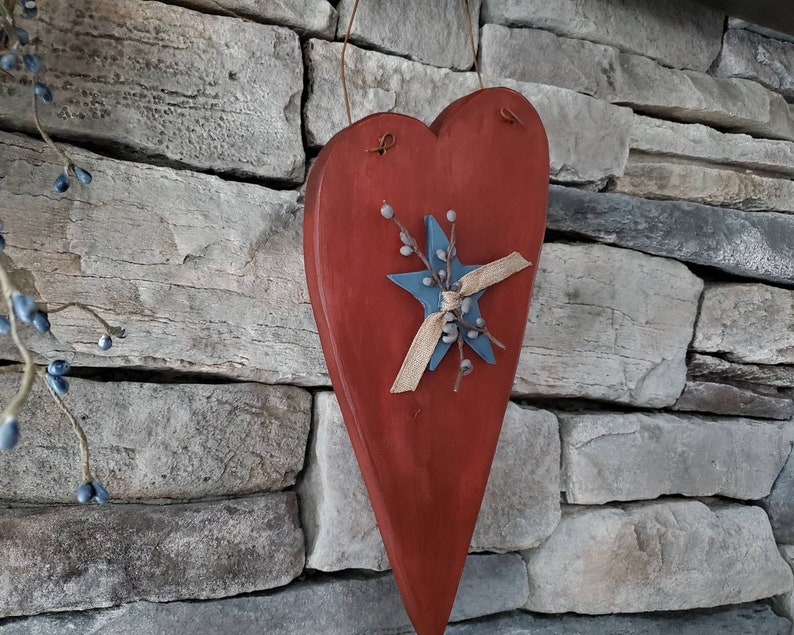 Primitive Wooden Heart - Etsy
